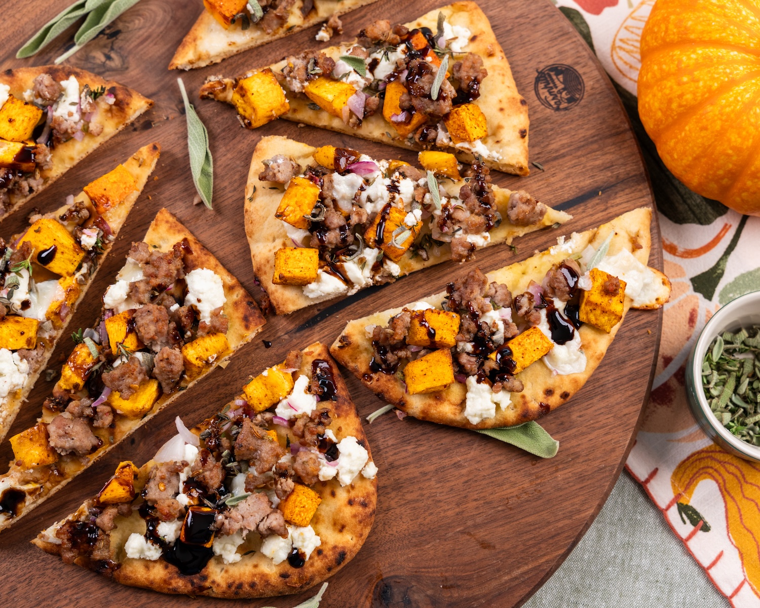Fall Flatbread with Isernio's Sausage, Roasted Squash & Goat Cheese - Isernio's Premium